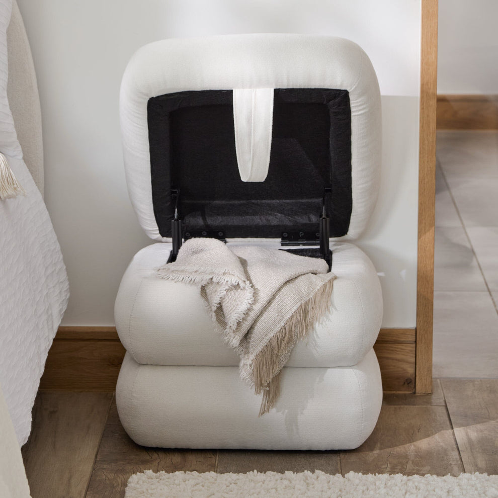 Fleur Ottoman Footstool - Ivory - Laura James