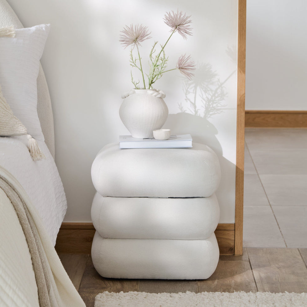 Fleur Ottoman Footstool - Ivory - Laura James