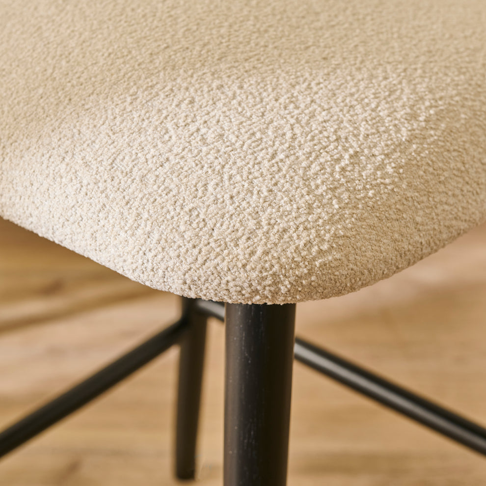 Freya Light Beige Boucle Bar Stool - Black Legs – Laura James
