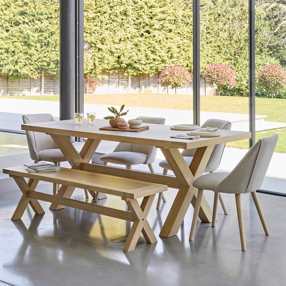 Charlotte Whitewash Dining Table Set - 6 Seater - Freya Sand Dining Ch ...