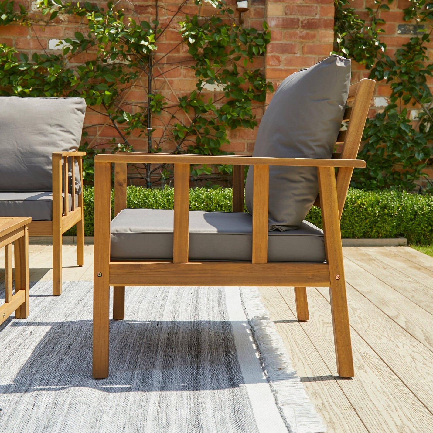 Harrelson Grey Cushion Garden Sofa set - Solid Wood - Laura James
