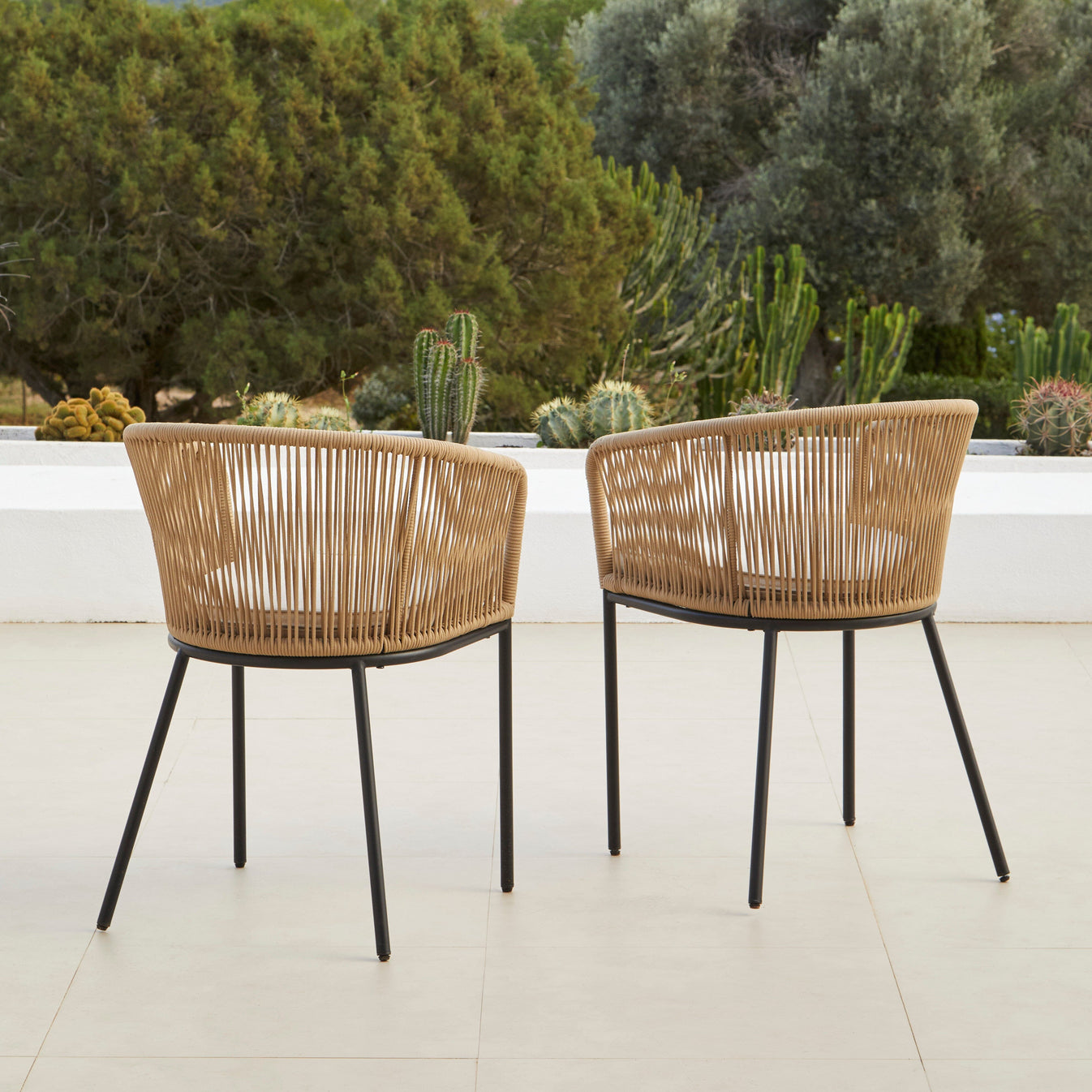 Willow 6 Seater Wood Round Garden Dining Set - Hali Natural Chairs ...