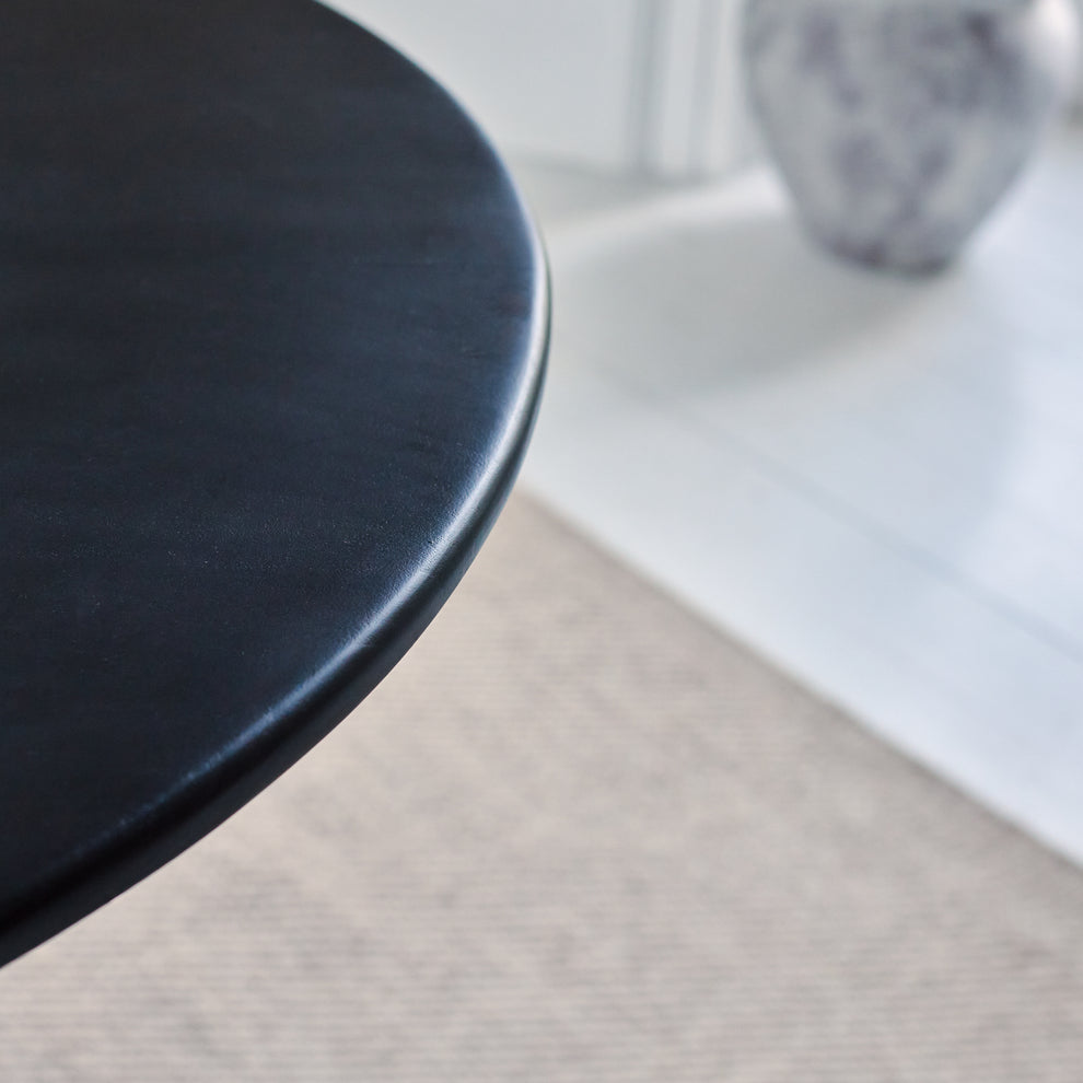 Imogen 120cm Jet Black Mango Wood Round Dining Table Set - 4 Seater ...