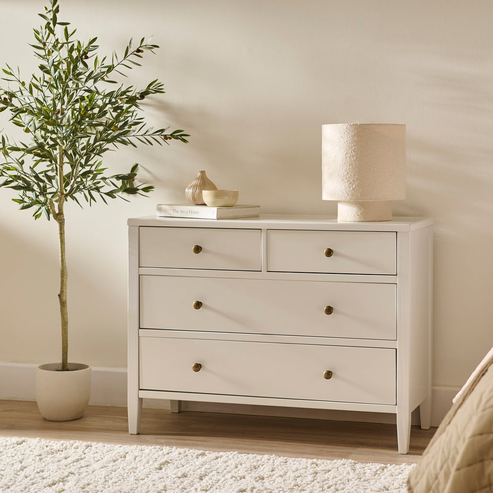 Ivy 4 Drawer Chest of Drawers - Ivory White – Laura James