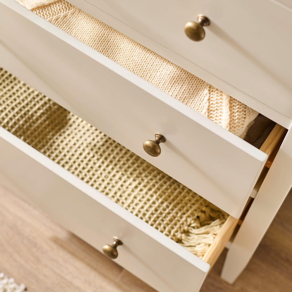 Ivy 5 Drawer Tall Chest of Drawers - Ivory White – Laura James
