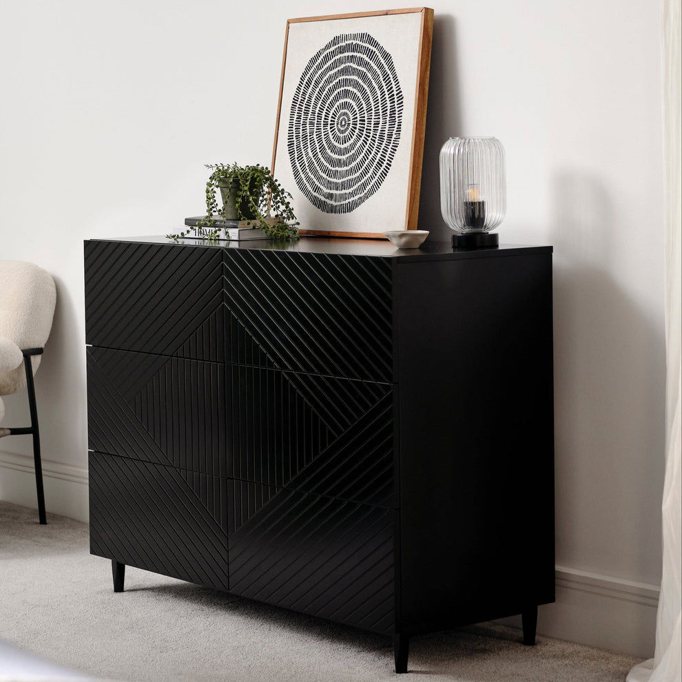 Jack 6 Drawers Chest of Drawers - Black - Laura James