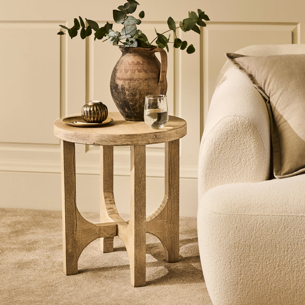 Jade Round Side Table Chalked Mango Wood | Laura James