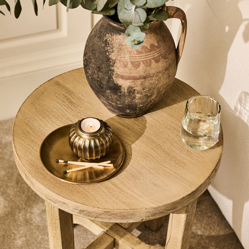 Jade Round Side Table Chalked Mango Wood | Laura James