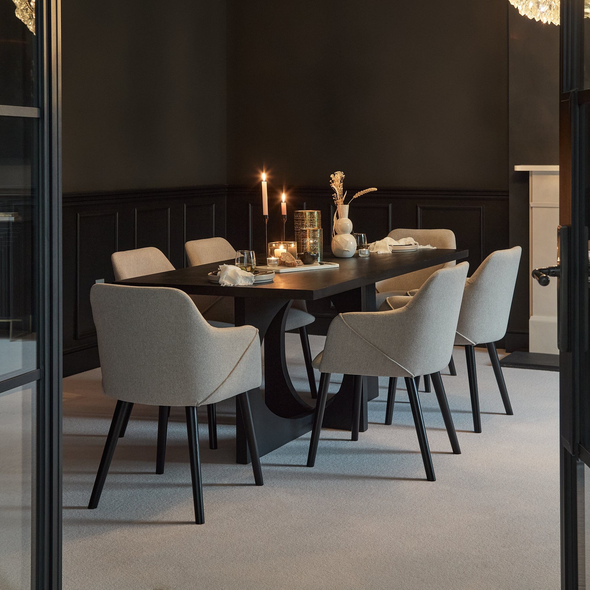 Freya Fossil Dining Room Armchair - Black Legs - Laura James