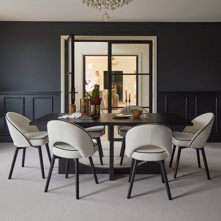 Jade 6 Seater Rectangular Jet Black Acacia Wood Dining Table with ...
