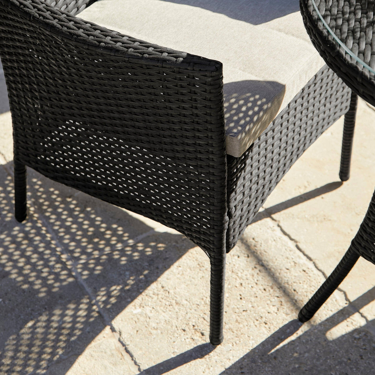 Kemble 2 Seater Rattan Garden Bistro Dining Set - Black – Laura James
