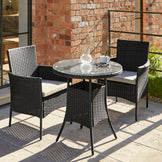 Kemble 2 Seater Rattan Garden Bistro Dining Set - Black – Laura James