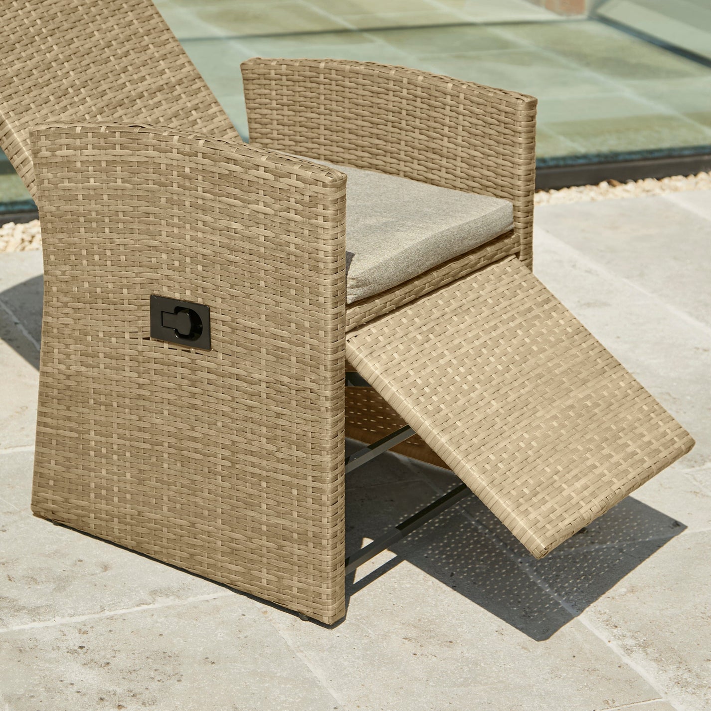 Kemble/Marston Natural Rattan Outdoor Reclining Garden Chair - Laura James