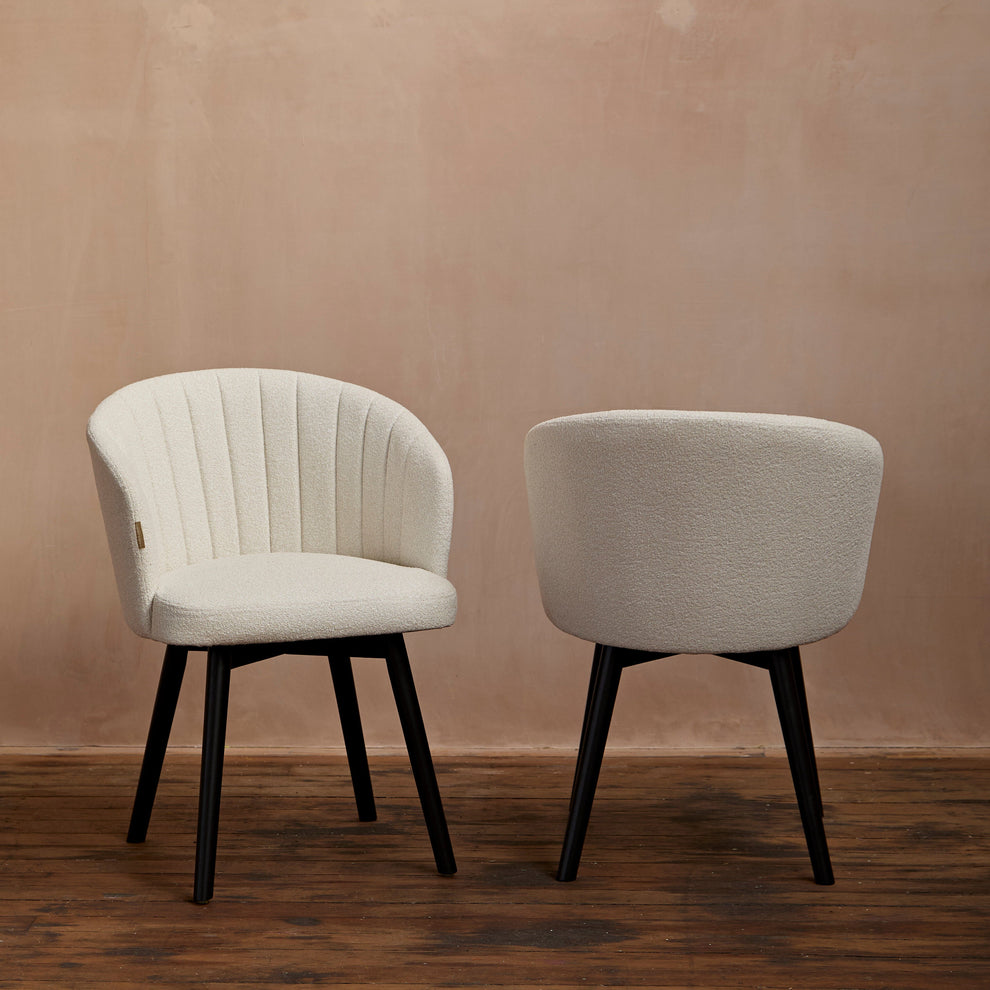 Arabella Boucle Dining Chairs With Black Legs - Set of 2 - Laura James
