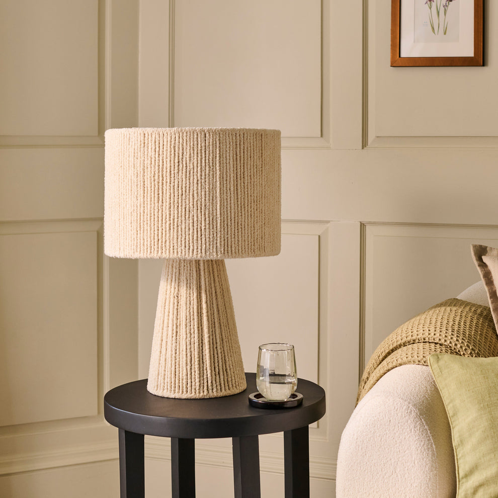 Lohi 52cm Natural Chenille Table Lamp | Laura James