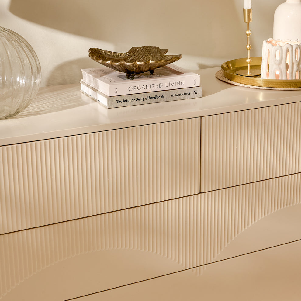 Luella 120cm 4 Drawer Fluted Chest of Drawers Driftwood | Laura James