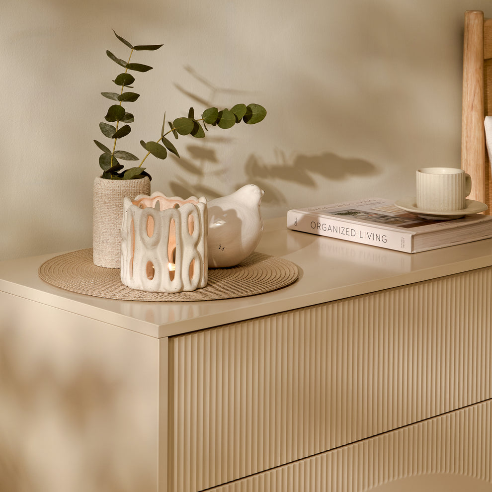 Luella 80cm 3 Drawer Fluted Chest of Drawers Driftwood | Laura James
