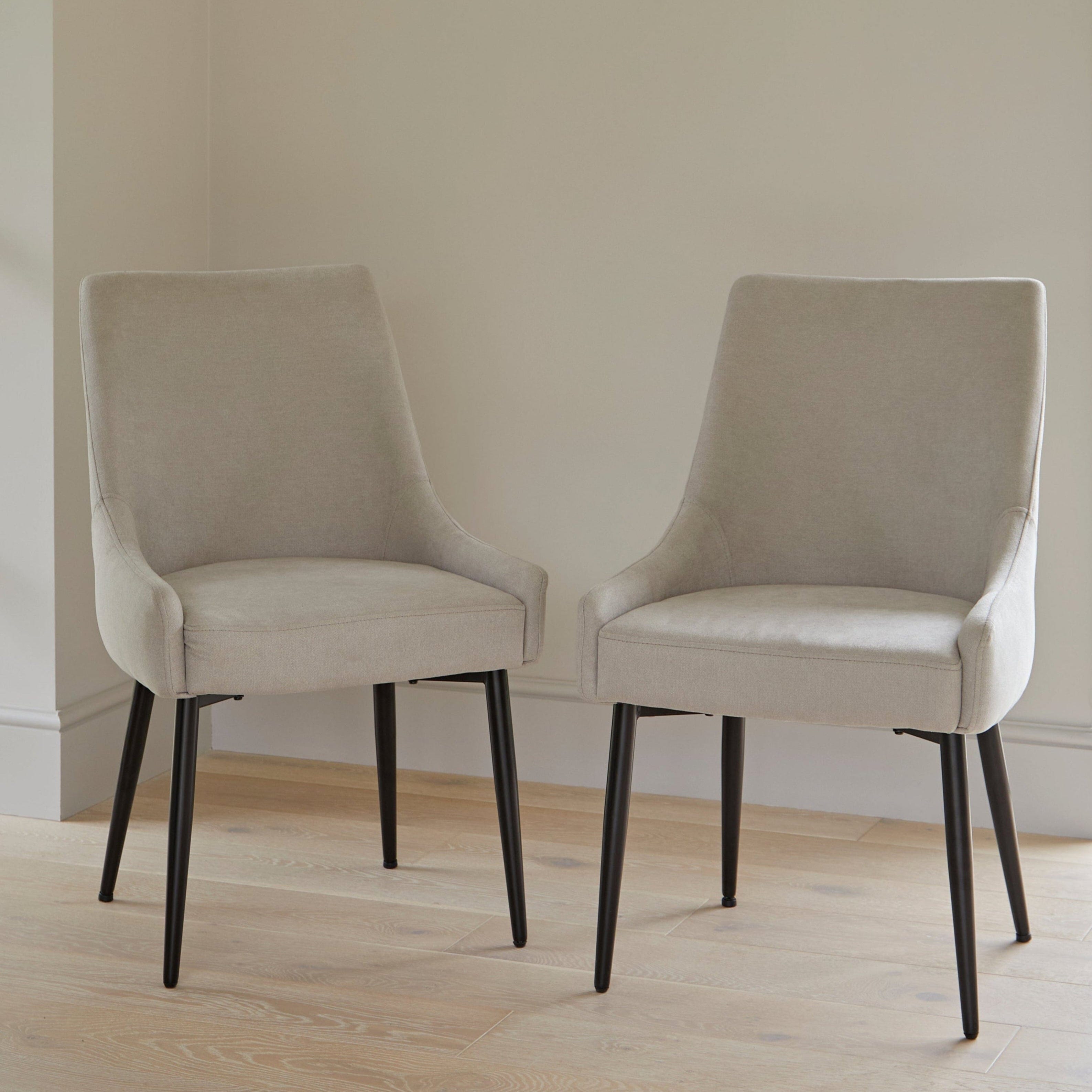 Maeve Beige Dining Chairs with Black Legs Set Of 2 Laura James
