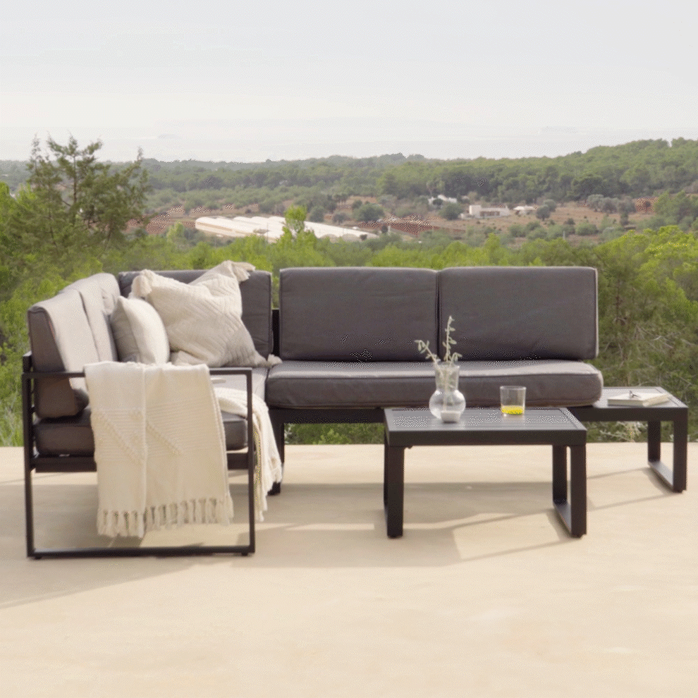 Maia 5 Seater Garden Interchangeable Sofa Set with Cream Lean Over Par ...