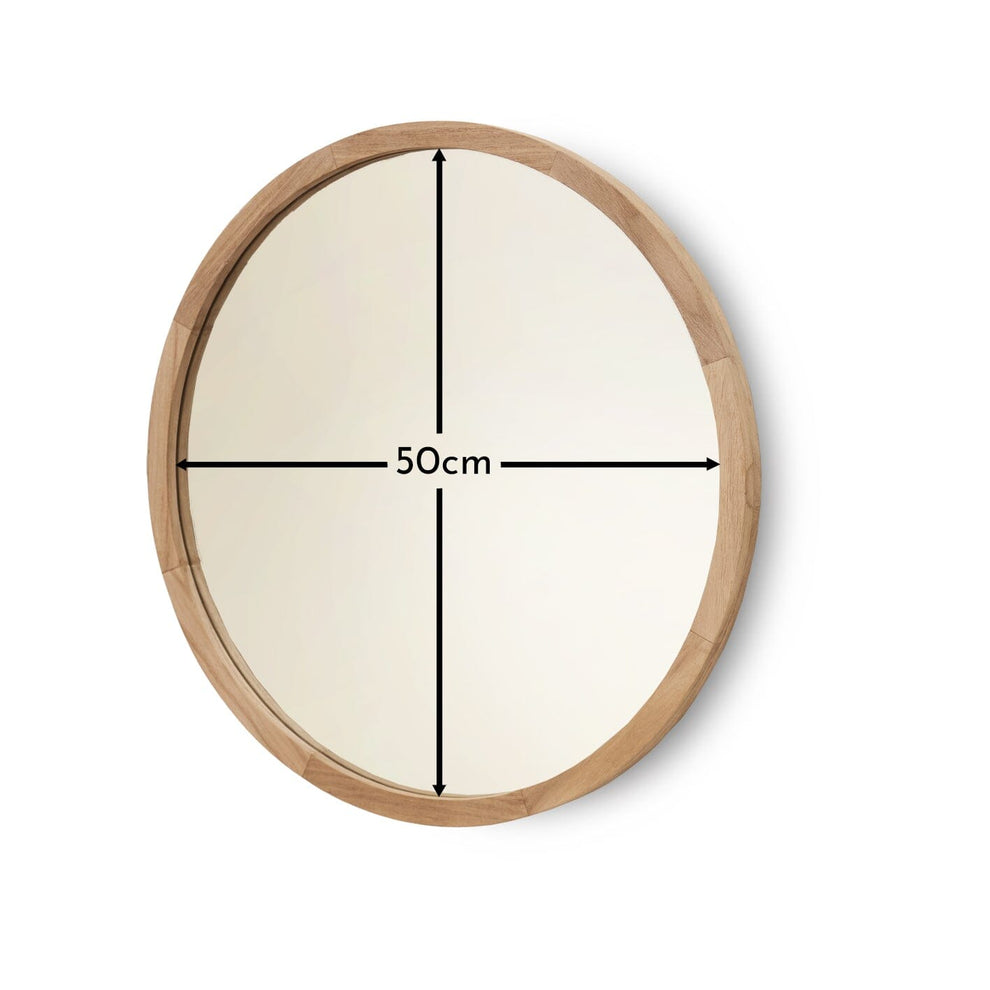 Marbury 50cm Round Wooden Mirror - Natural - Laura James