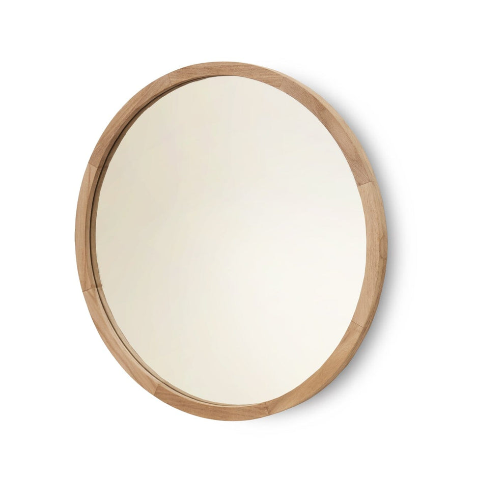 Marbury 50cm Round Wooden Mirror - Natural - Laura James