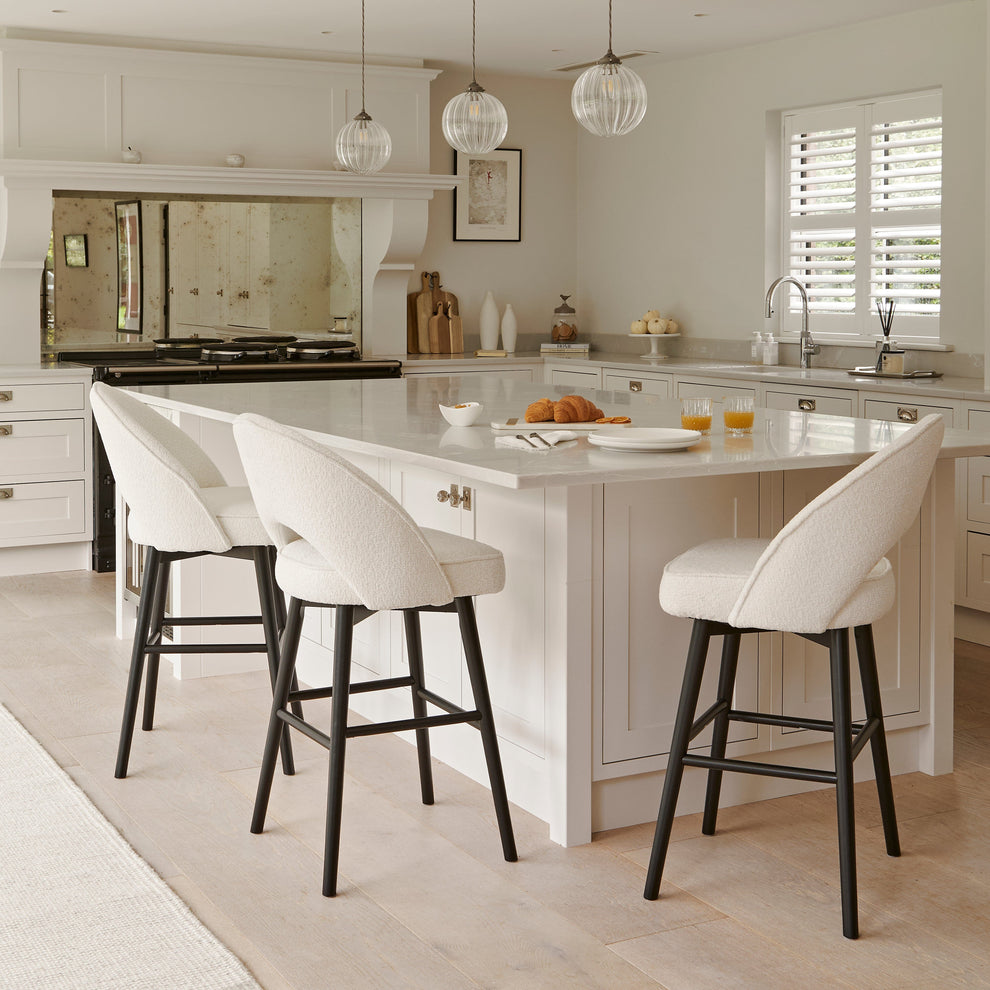 Marilyn Bar Stools - Boucle with Black Legs - Laura James