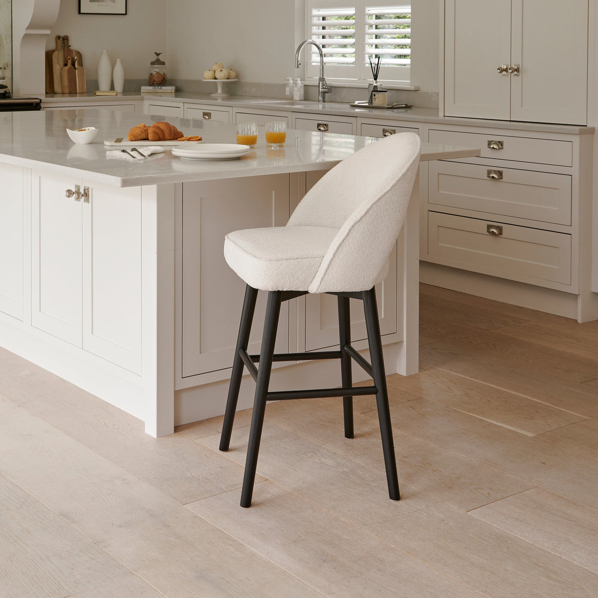 Marilyn Bar Stools - Boucle with Black Legs - Laura James