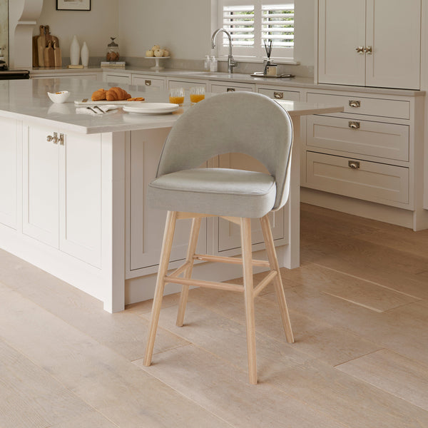 Marilyn Soft Beige Barstool with Whitewash Legs - Laura James