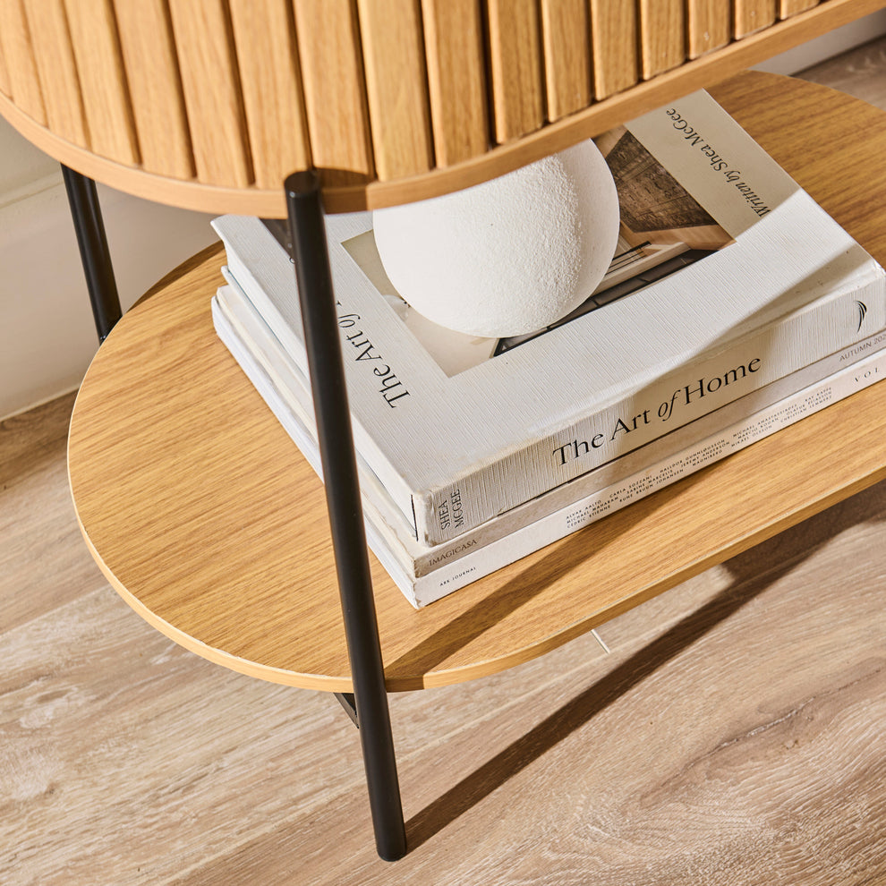 Matius Seasoned Oak 1 Drawer Bedside Table - Black Legs – Laura James