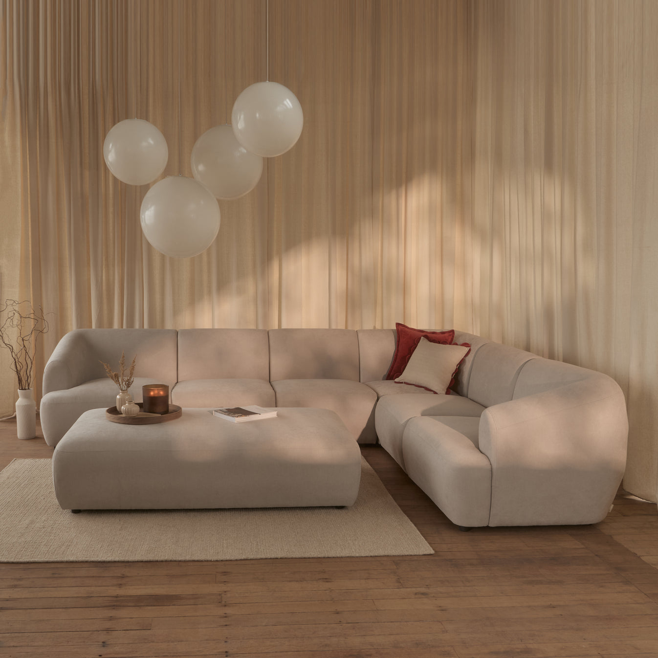 Nathalia Large Right Hand L-Shape Sofa - Soft Beige – Laura James
