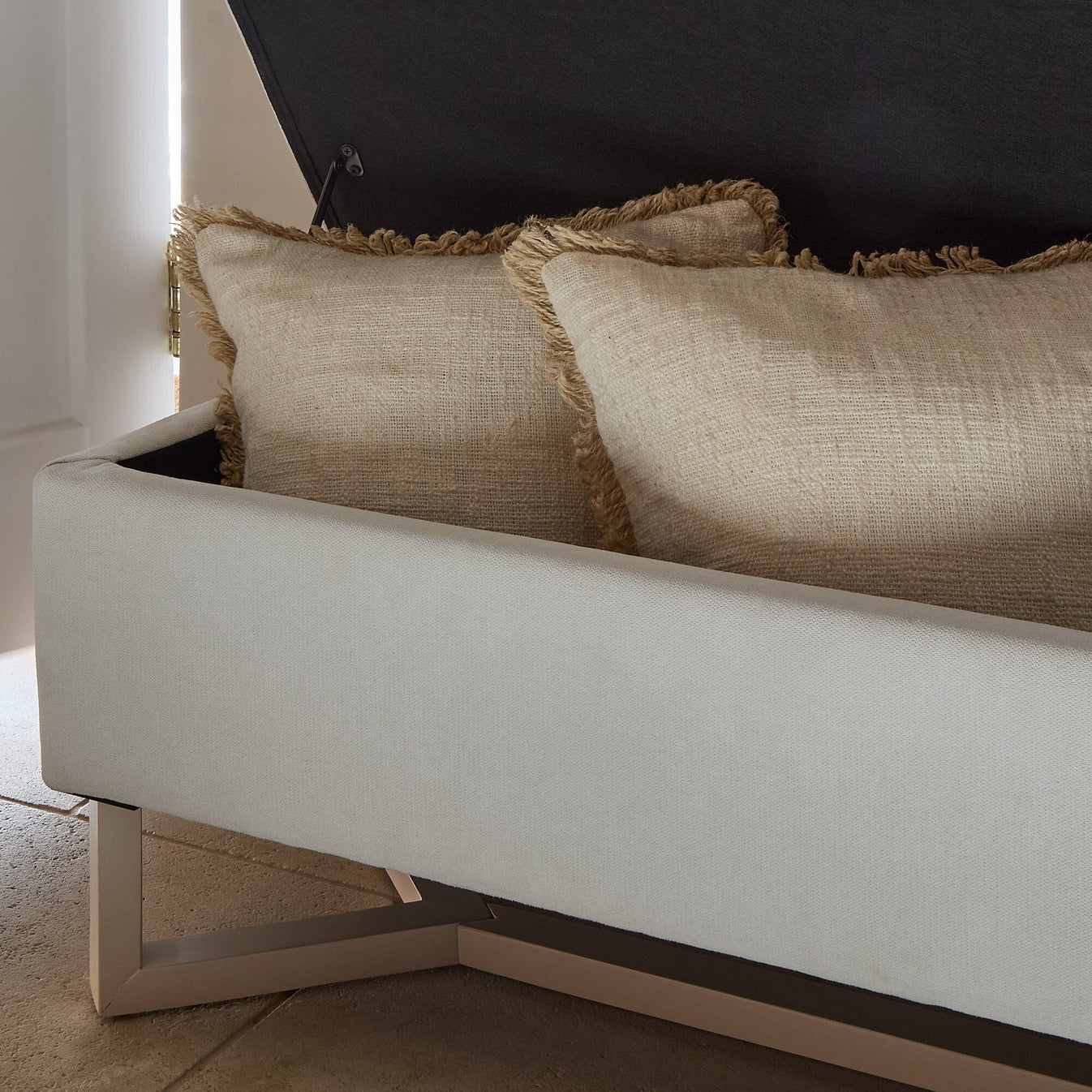 Norah Storage Ottoman - Ivory – Laura James