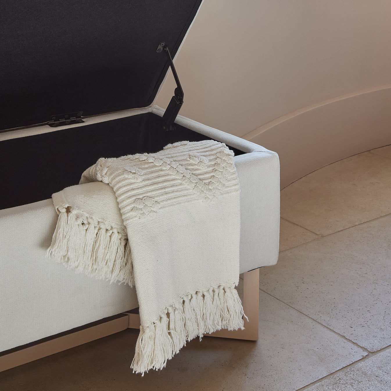 Norah Storage Ottoman - Ivory – Laura James