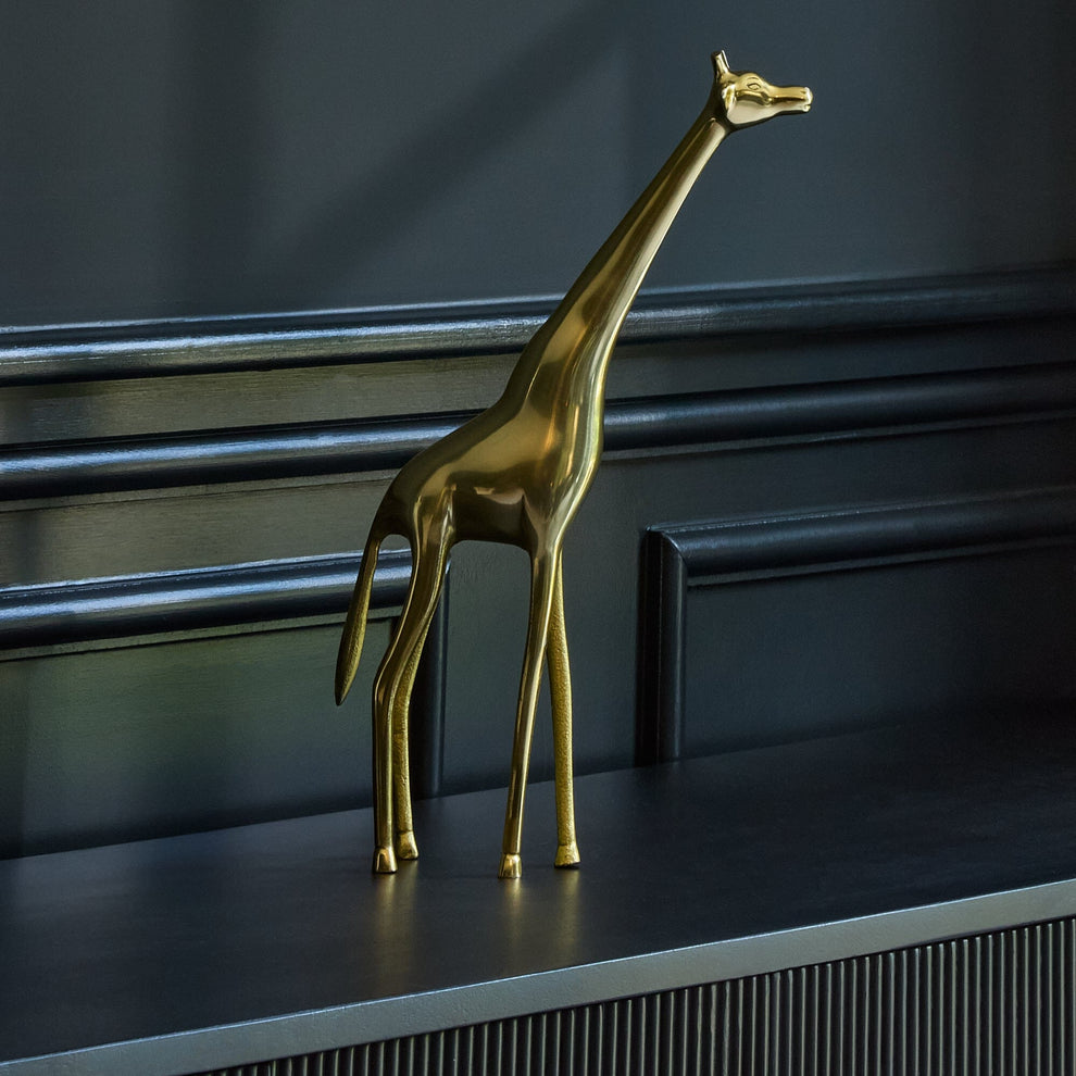 Nakuru Gold Standing Metal Giraffe Ornament - Laura James