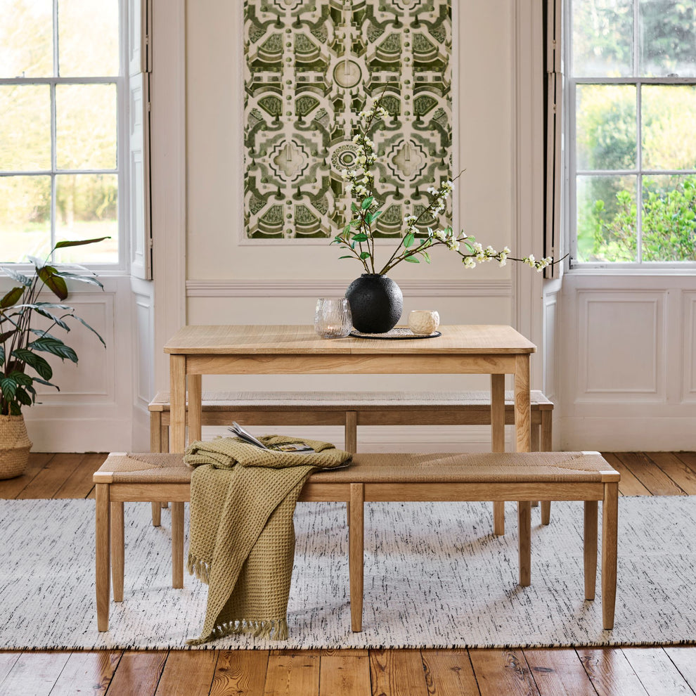 Paul 118-158cm Extending Dining Table with 2 Tilly 150cm Whitewash Oak ...