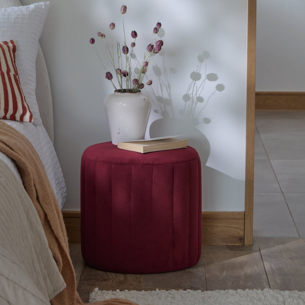 Penelope Red Drum Stool - Laura James