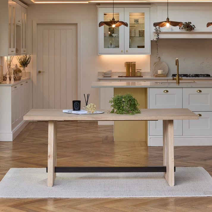 Priya Whitewash Oak Rectangular Dining Table – Laura James