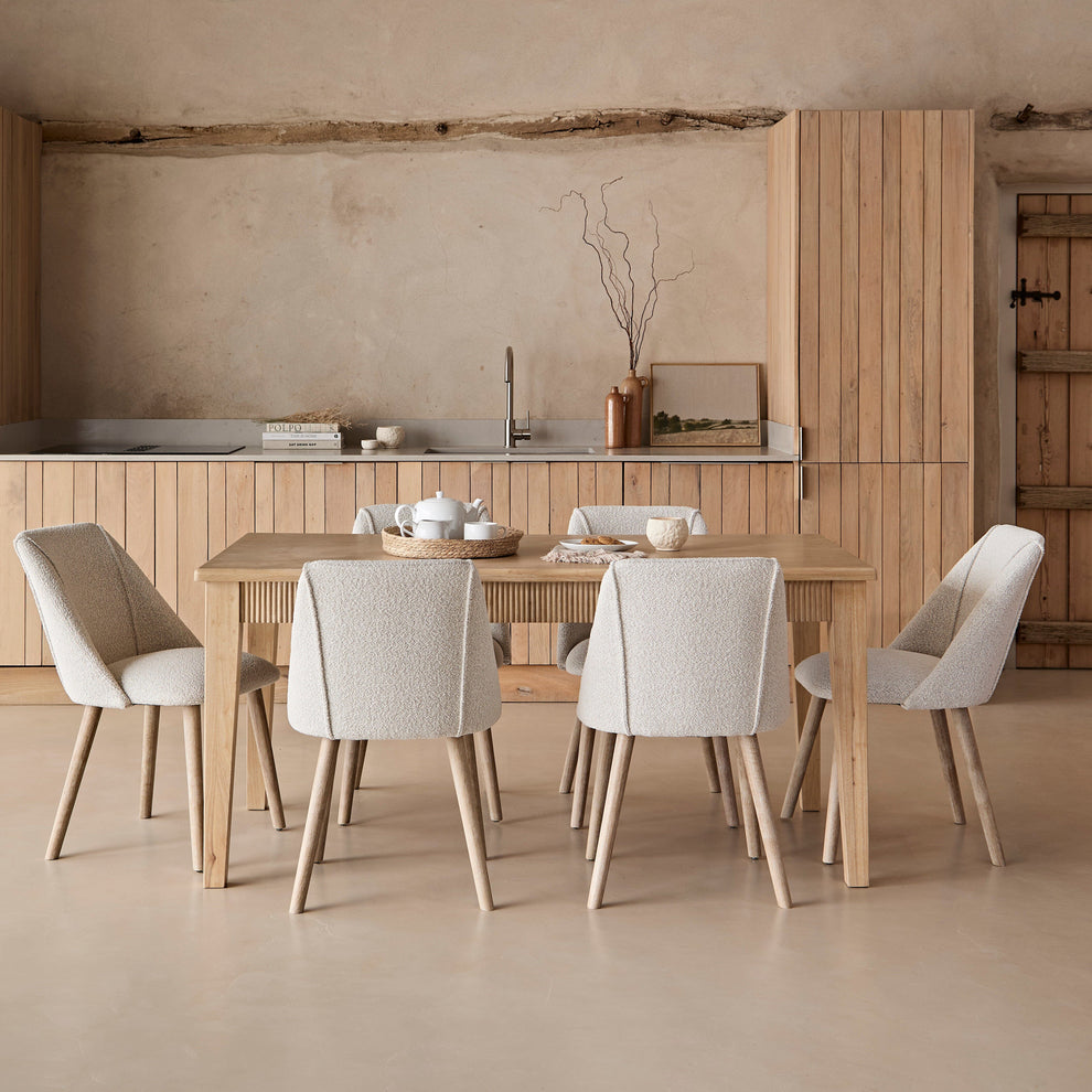 Raleigh Whitewash Oak Rectangular Dining Table Set - 6 Seater - Freya ...