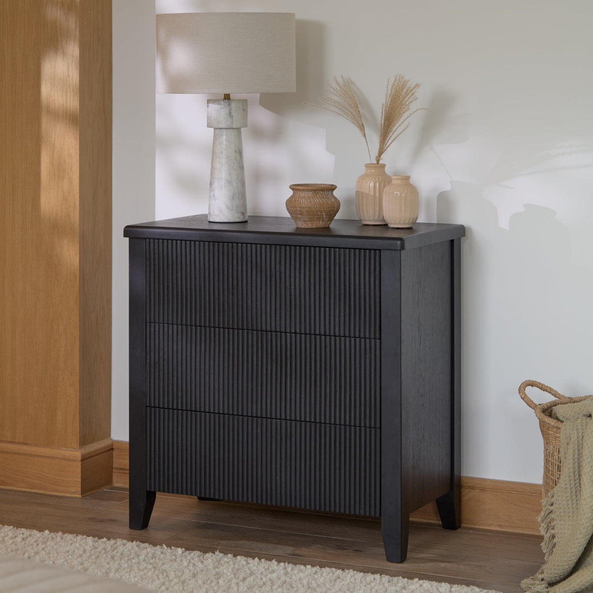 Raleigh 3 Drawer Chest of Drawers - Black – Laura James