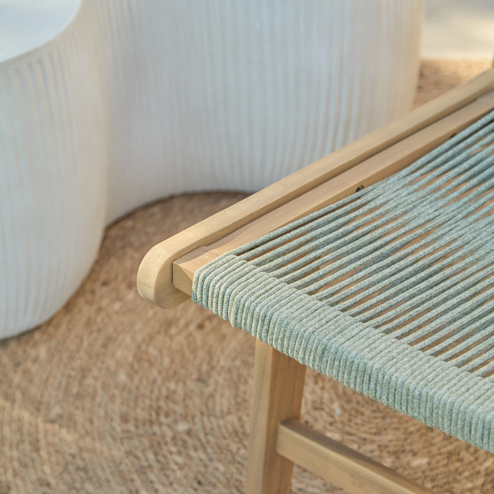 Seren White Acacia Occasional Garden Chair - Mottled Green Rope – Laura ...