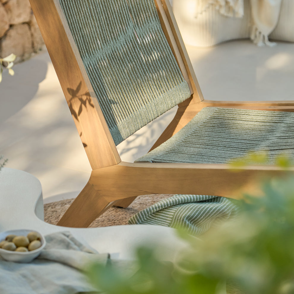 Seren White Acacia Occasional Garden Chair - Mottled Green Rope – Laura ...