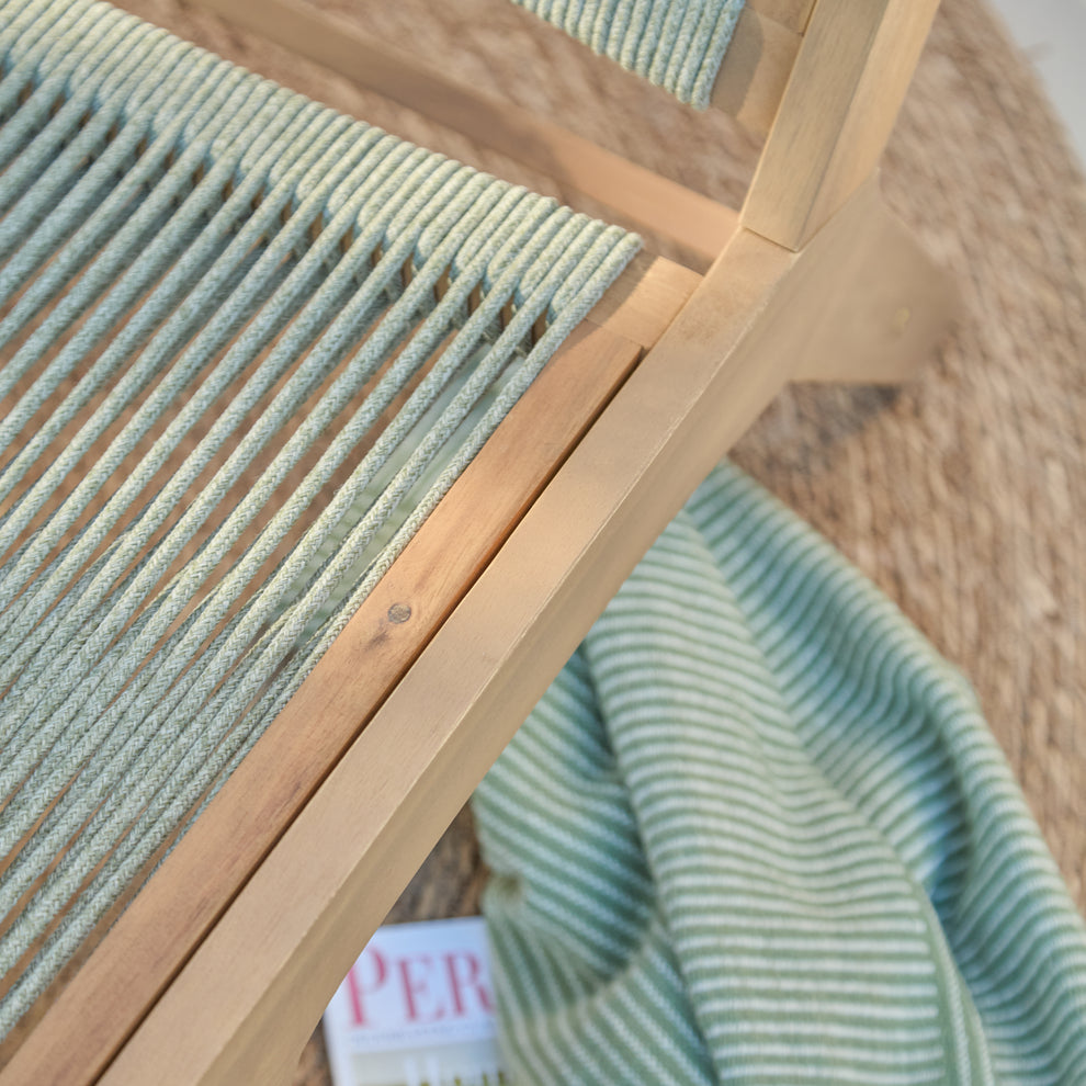 Seren White Acacia Occasional Garden Chair - Mottled Green Rope – Laura ...