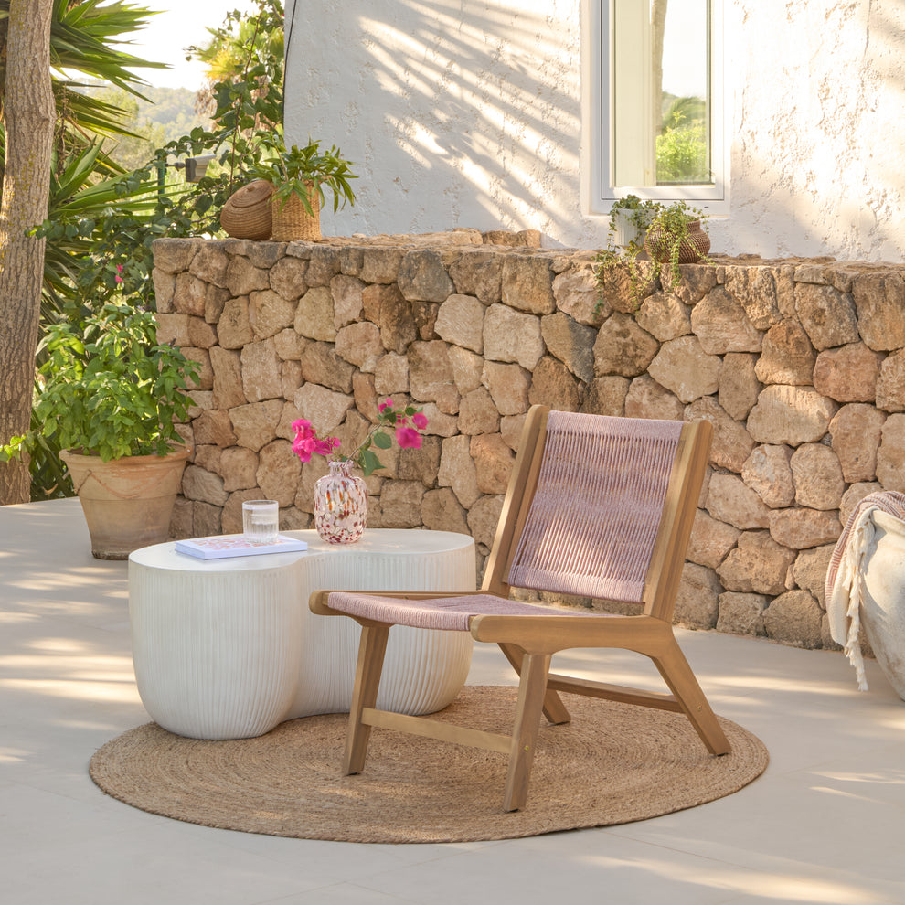 Seren White Acacia Occasional Garden Chair - Mottled Pink Rope – Laura ...