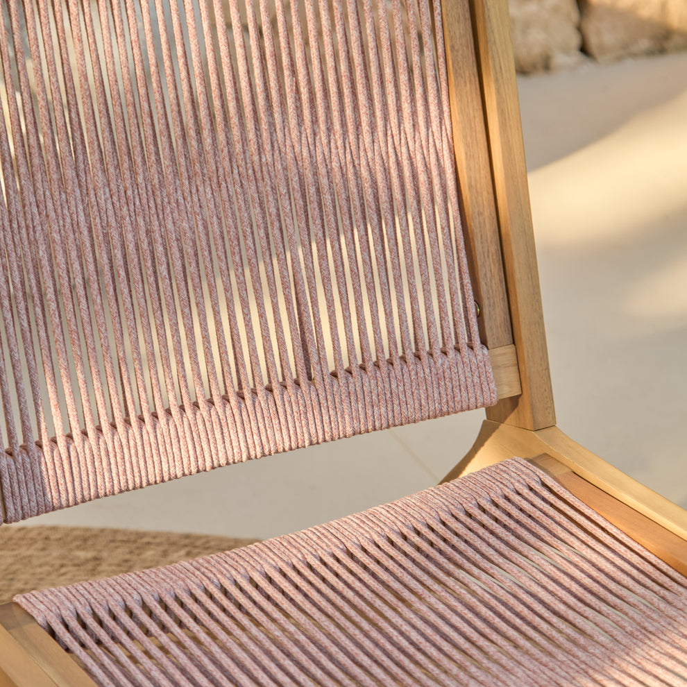 Seren White Acacia Occasional Garden Chair - Mottled Pink Rope – Laura ...