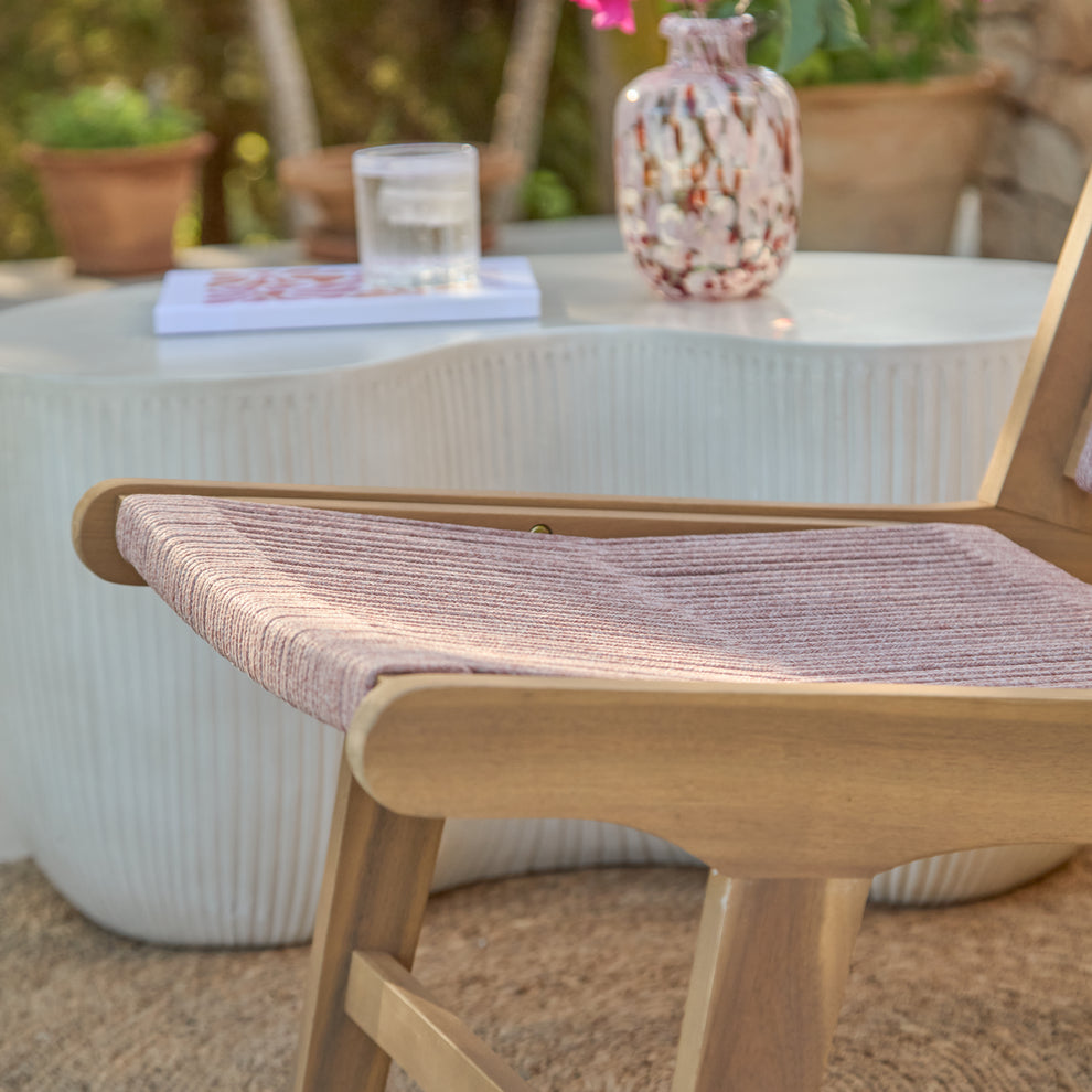Seren White Acacia Occasional Garden Chair - Mottled Pink Rope – Laura ...