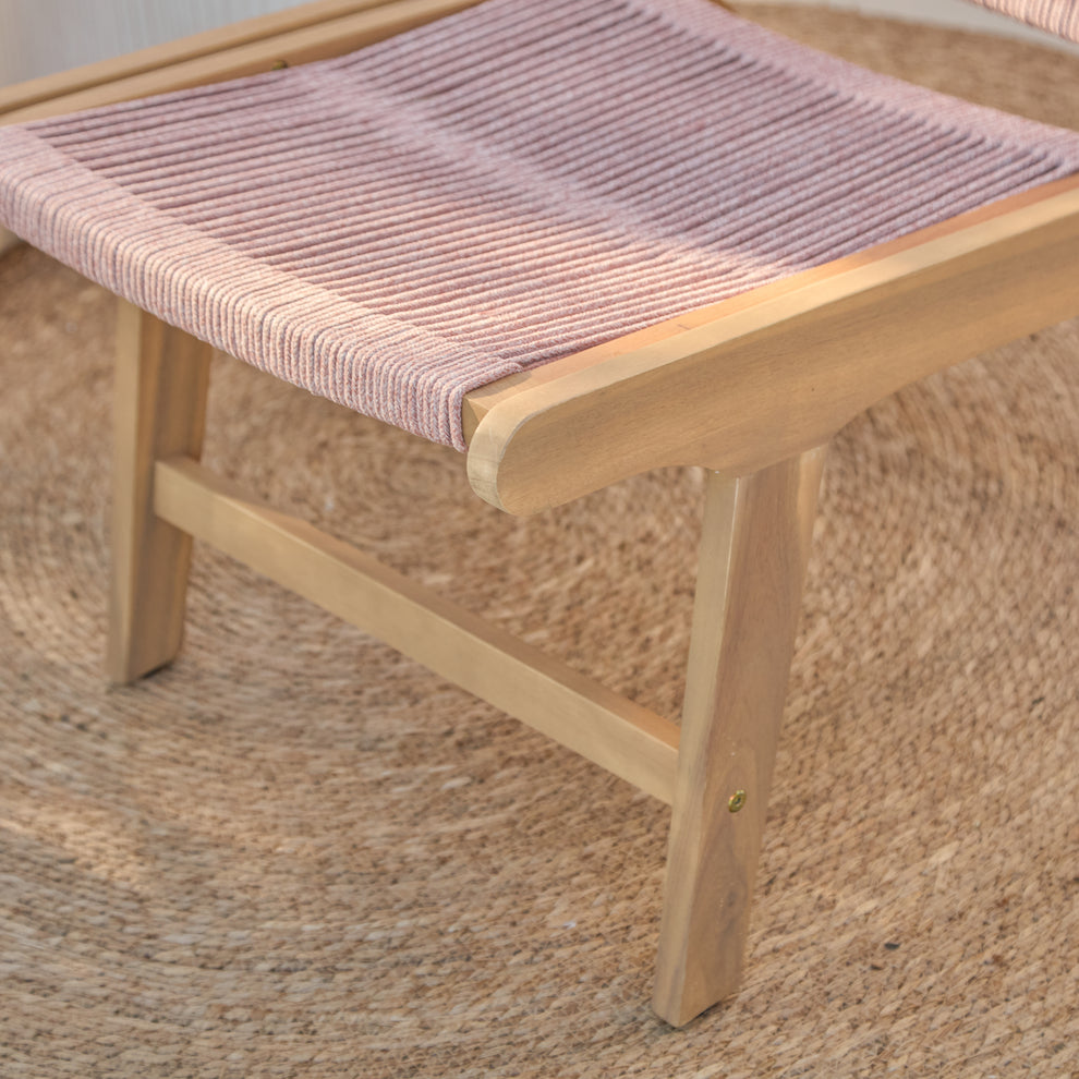 Seren White Acacia Occasional Garden Chair - Mottled Pink Rope – Laura ...