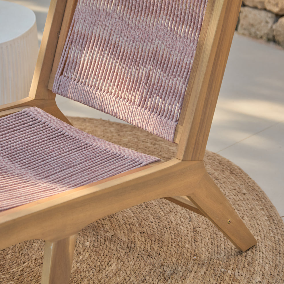 Seren White Acacia Occasional Garden Chair - Mottled Pink Rope – Laura ...