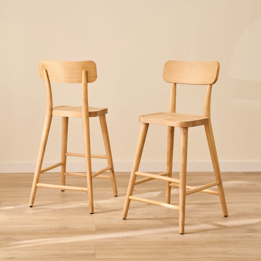 Silvester Whitewash Bar Stool with Backrest – Laura James