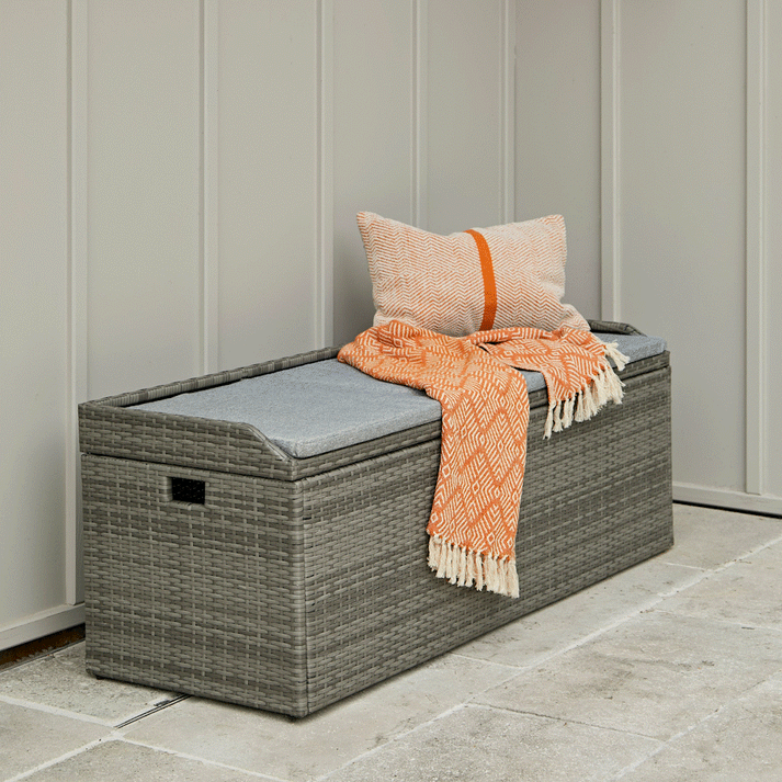 Rattan Natural Brown Polywood Storage Bench - Laura James