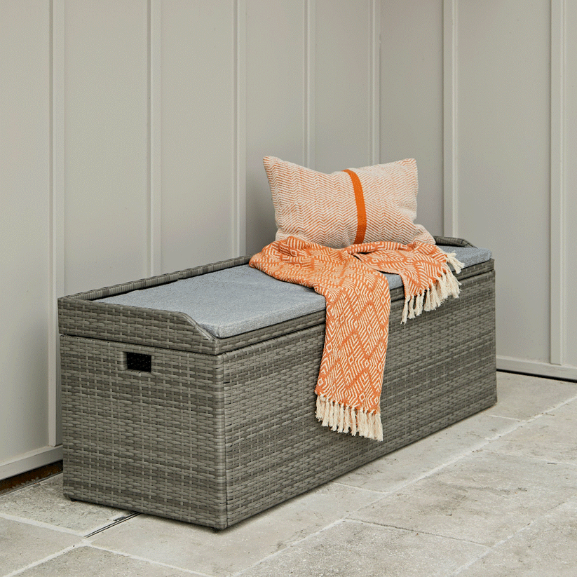 Rattan Natural Brown Polywood Storage Bench - Laura James