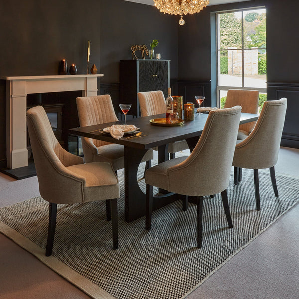 Jade 6 Seater Rectangular Jet Black Acacia Wood Dining Table with Soft ...